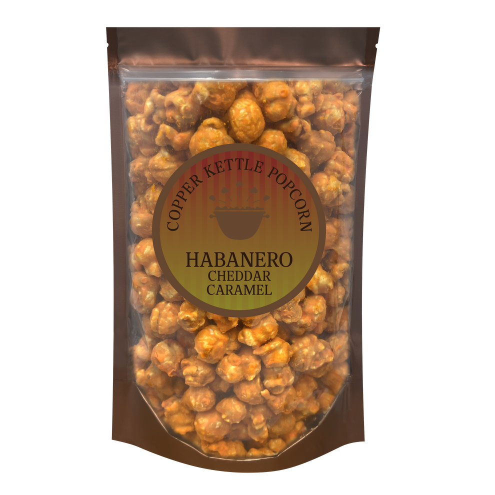 Habanero Cheddar Caramel Corn – Copper Kettle Popcorn